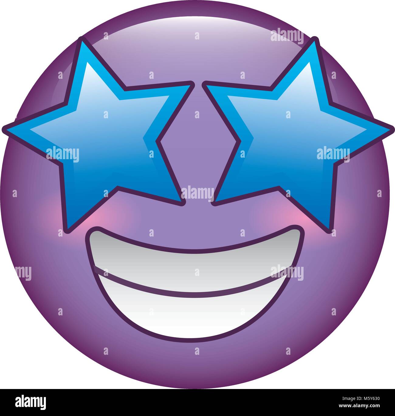 purple emoticon cartoon face happy star eyes Stock Vector Image & Art ...