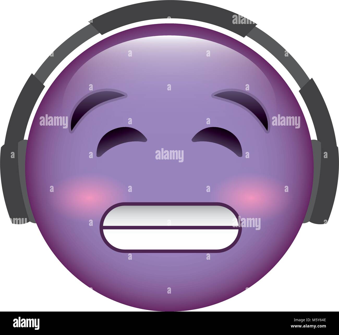 purple emoticon cartoon face listening music Stock Vector Image & Art ...