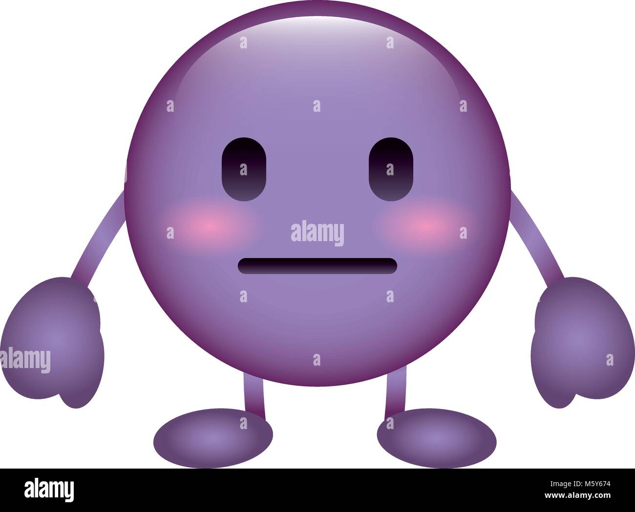 purple emoticon cartoon face speechless character Stock Vector Image ...