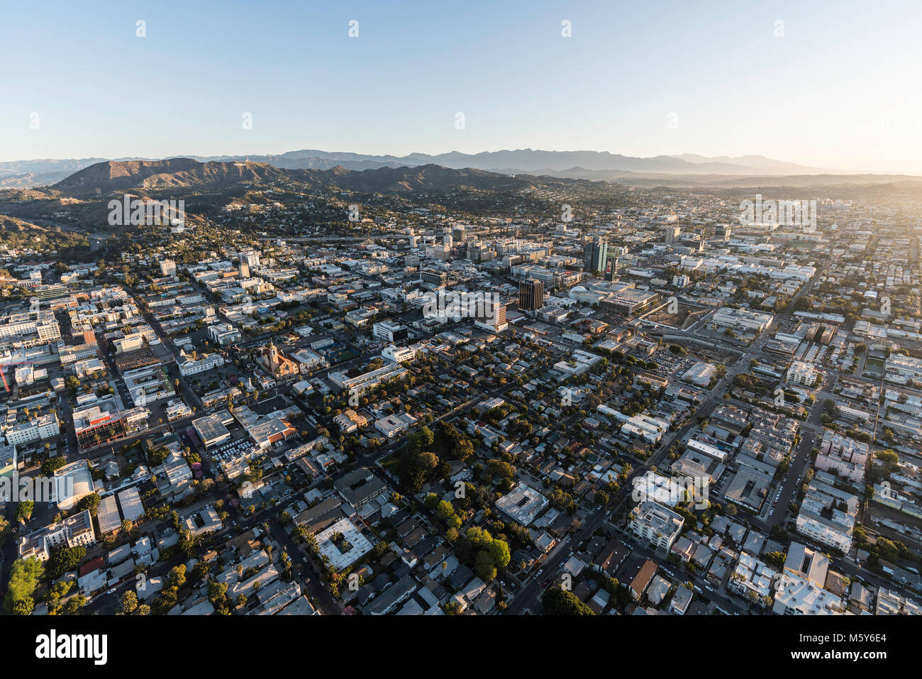 Los Angeles, California, USA - February 20, 2018: Aerial morning view ...