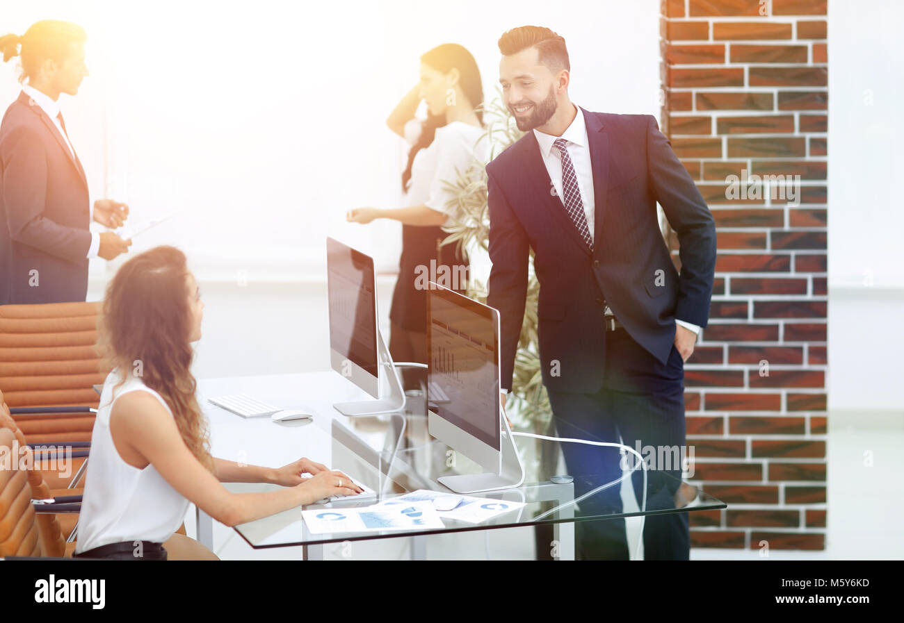 employees in the workplace in the office Stock Photo - Alamy