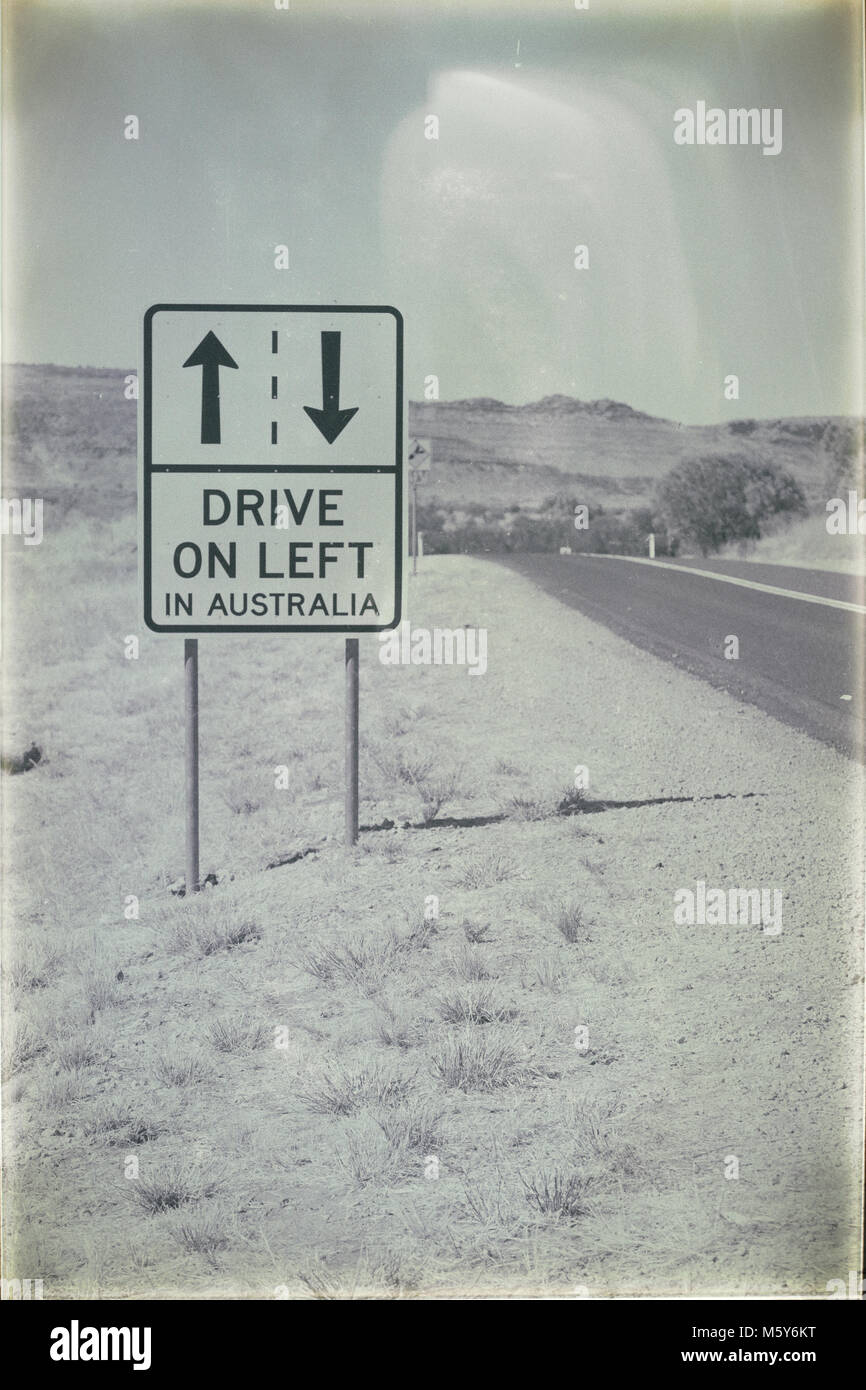 in australia the sign of drive on left like concept of safety Stock ...