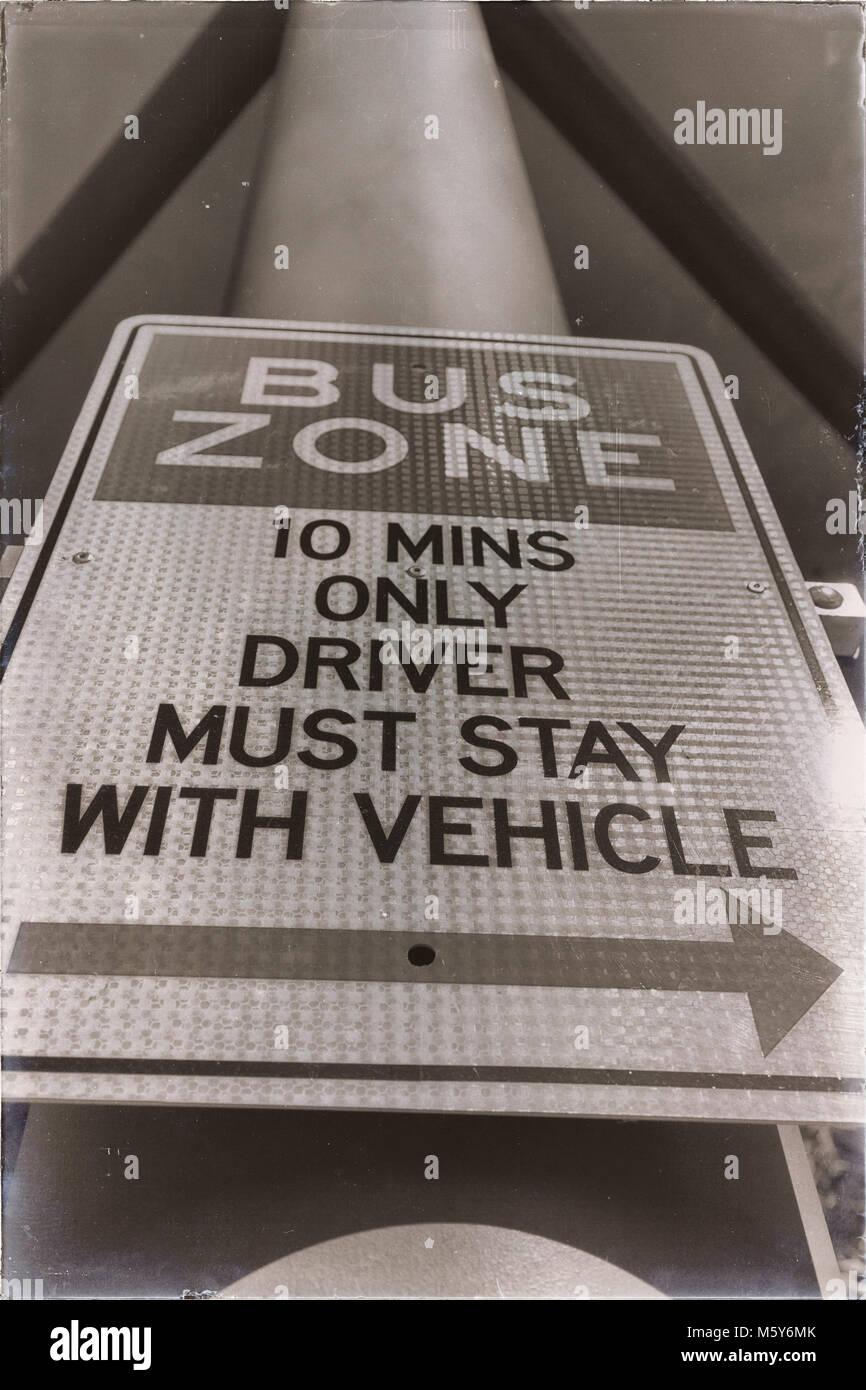 in australia an old sygnal of bus zone and instruction concept of ...