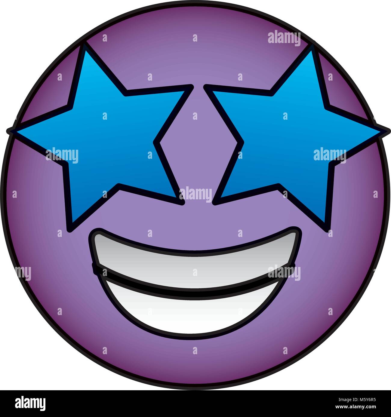 purple emoticon cartoon face happy star eyes Stock Vector Image & Art ...