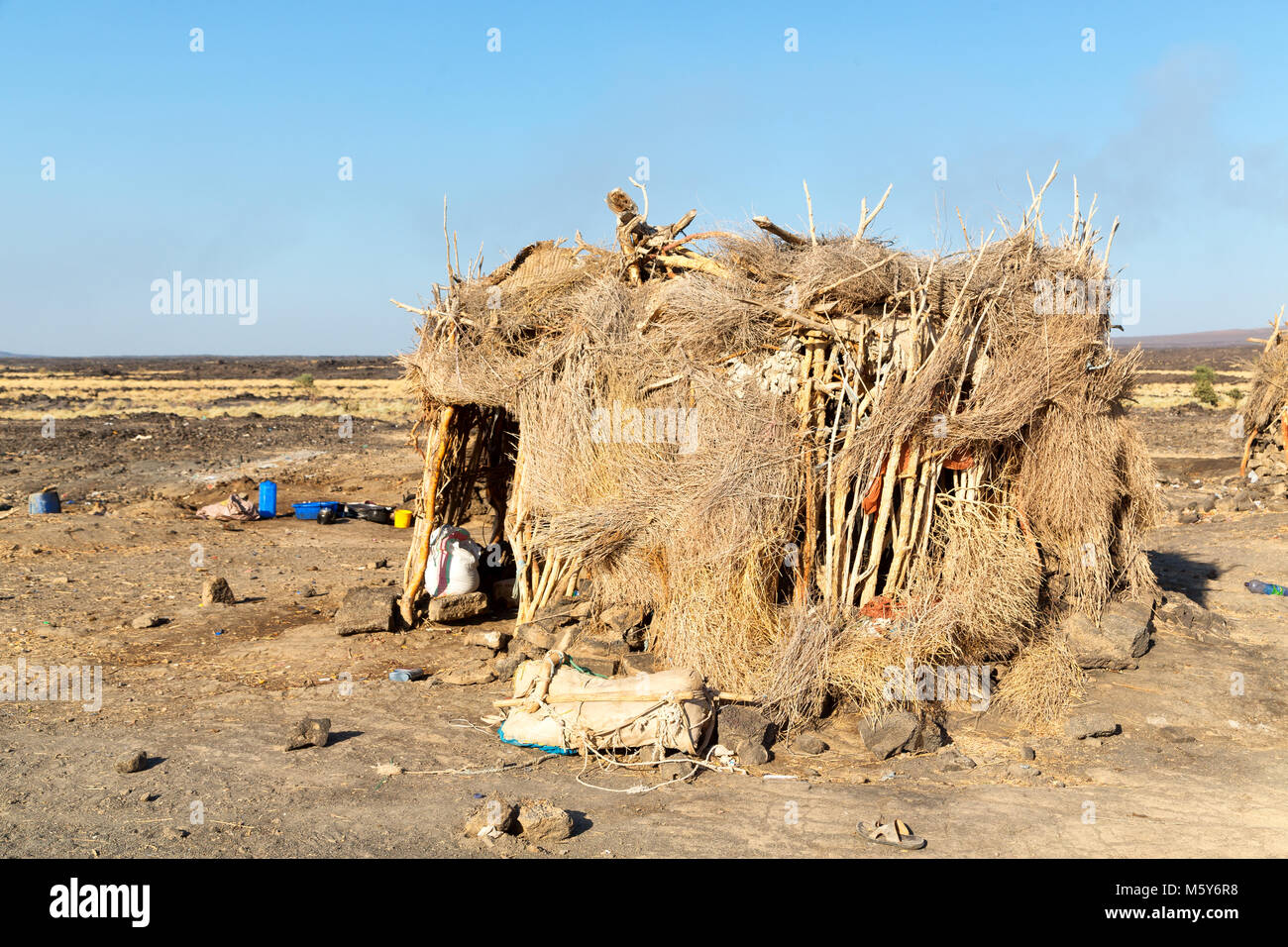 in ethiopia africa the poor house of people in the desert of stone ...
