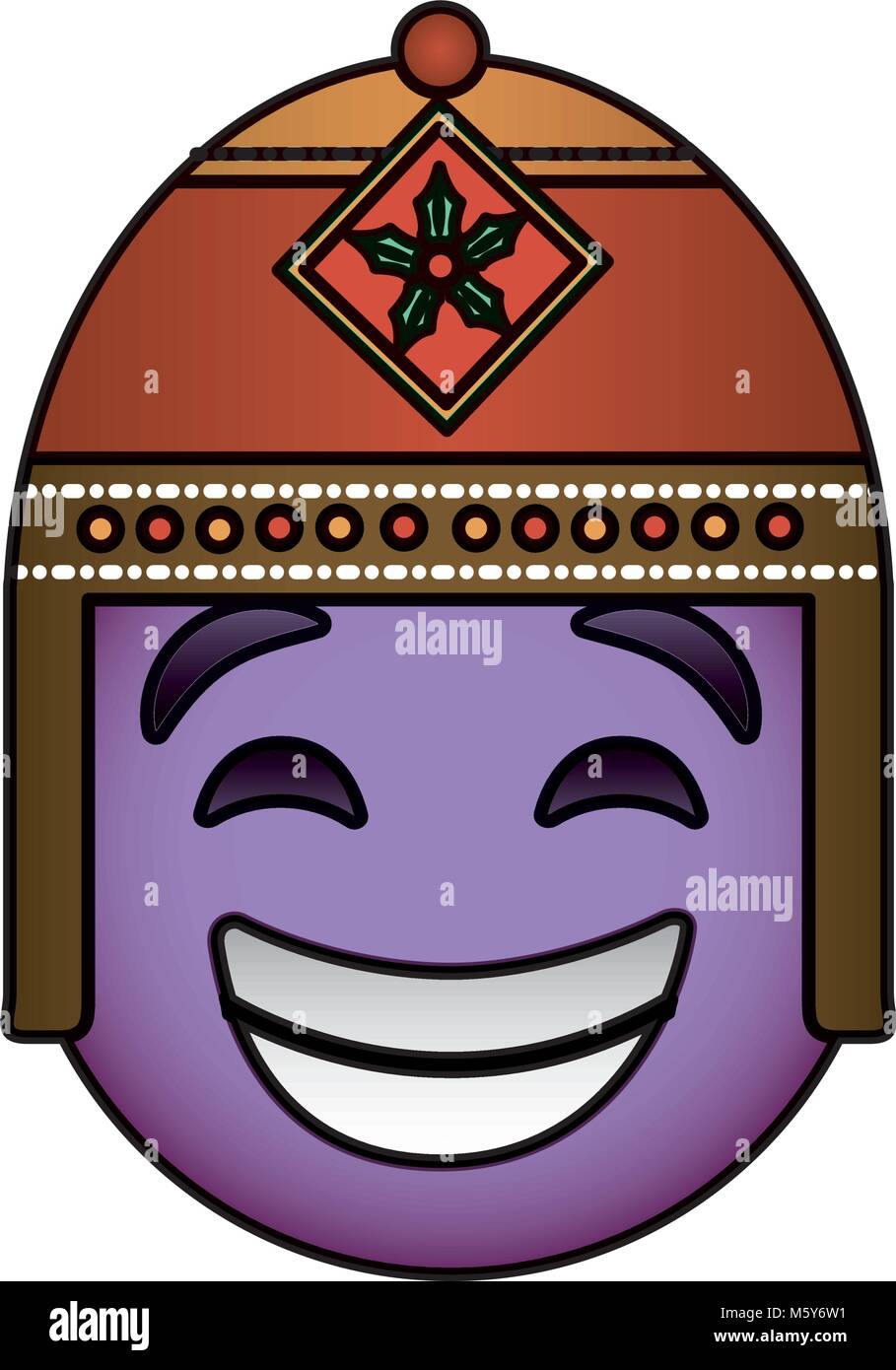 purple emoticon cartoon face with exotic hat Stock Vector Image & Art ...