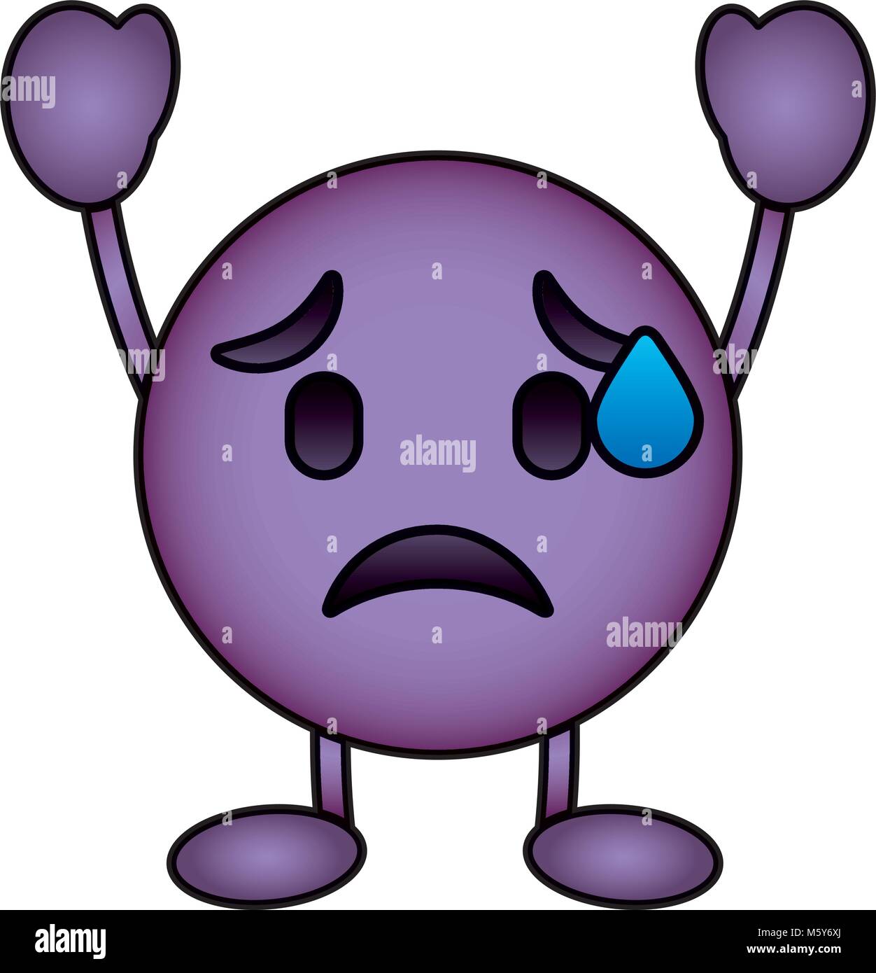 purple emoticon cartoon face depressive character Stock Vector Image ...