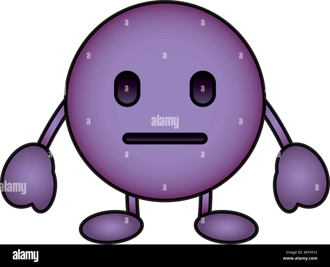 purple emoticon cartoon face speechless character Stock Vector Image ...