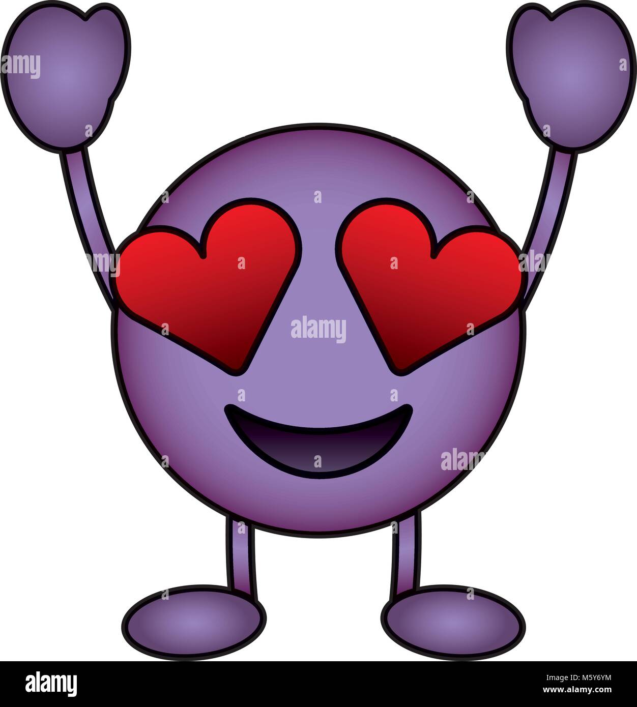 purple emoticon cartoon face in love character Stock Vector Image & Art ...