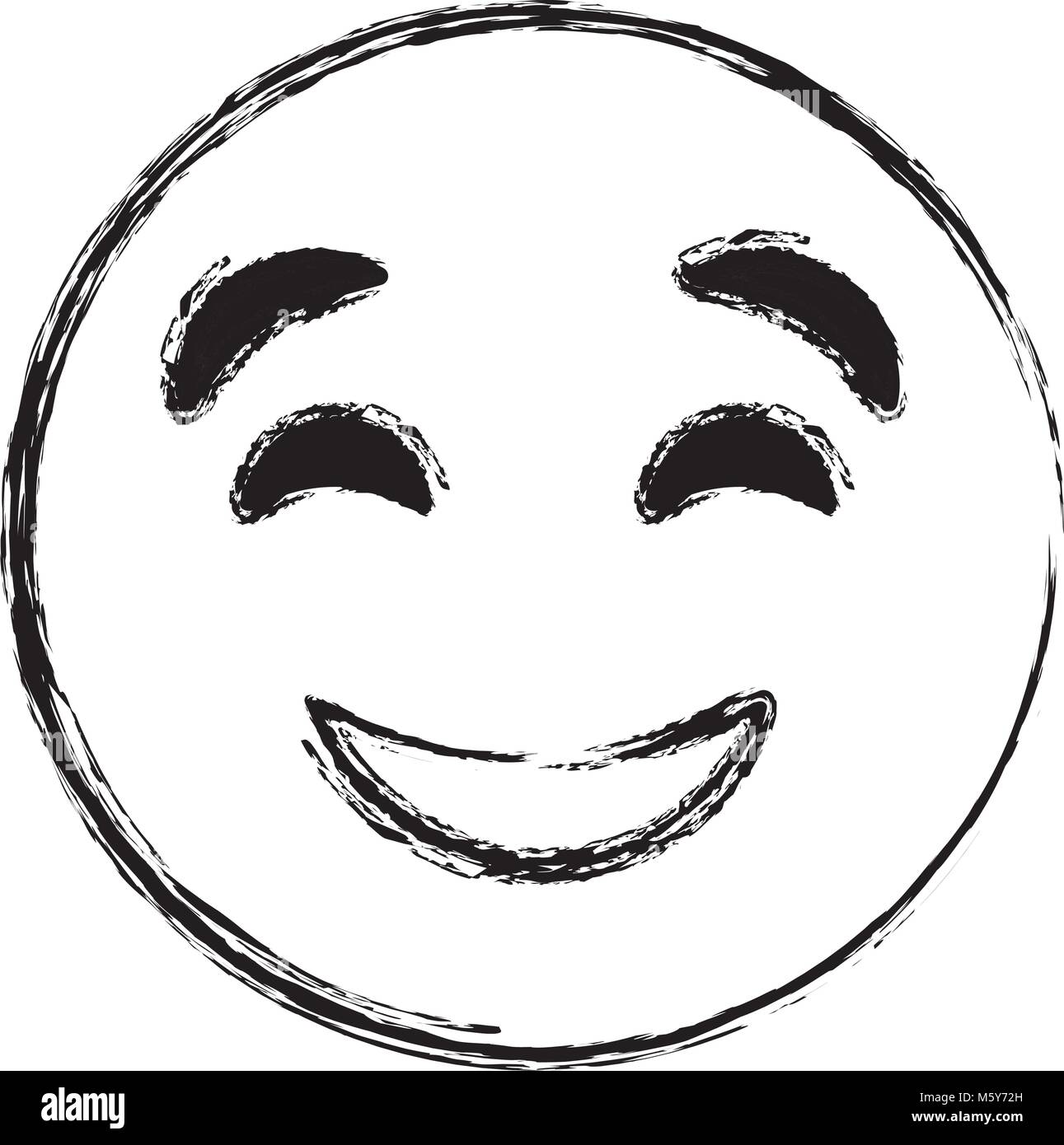 cute smile emoticon happy close eyes expression Stock Vector Image ...