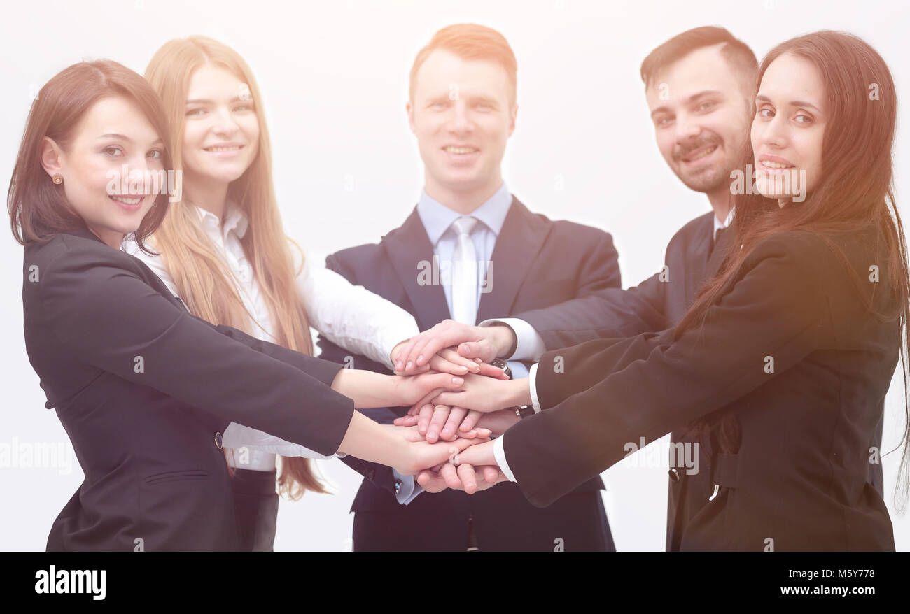 closeup.business team shows its unity Stock Photo - Alamy