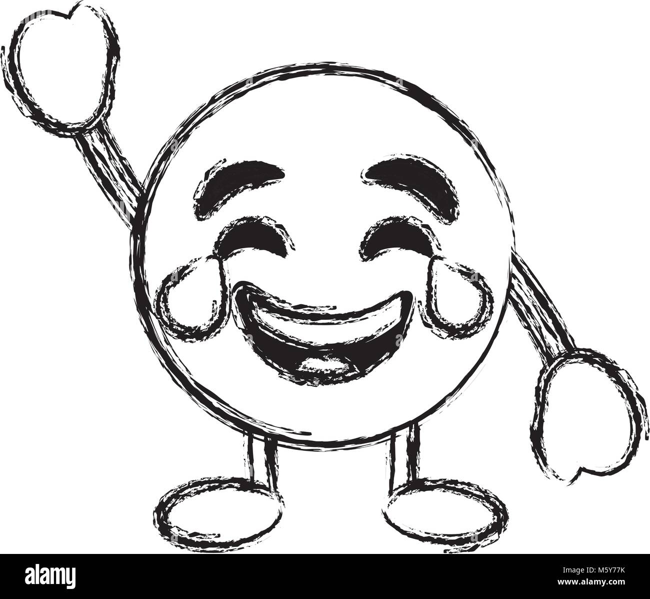 emoticon cartoon face smiling with tears character Stock Vector Image ...