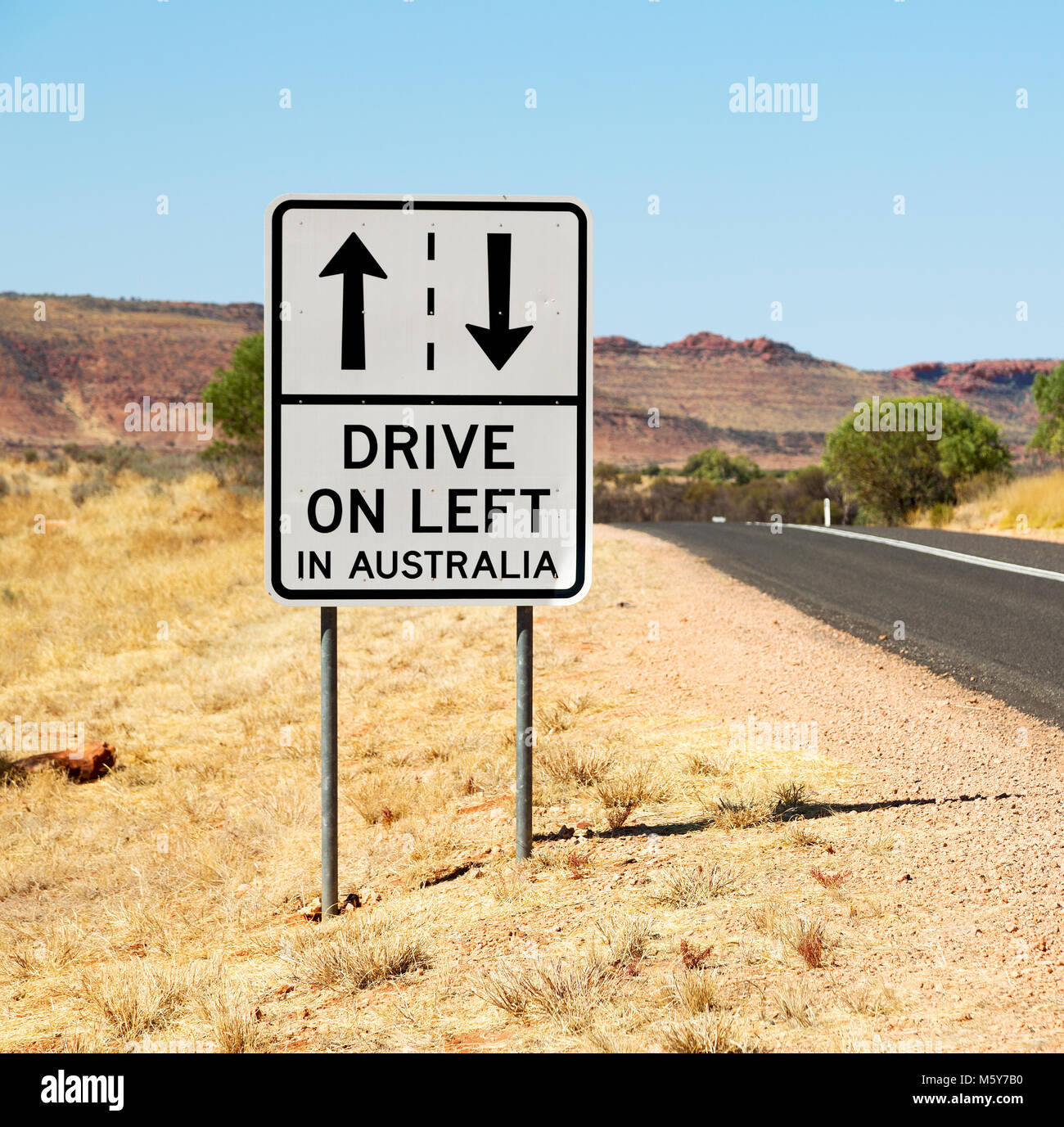 in australia the sign of drive on left like concept of safety Stock ...