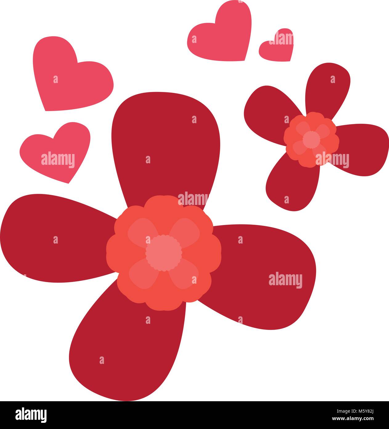 Red flowers with heart shapes Stock Vector Image & Art - Alamy