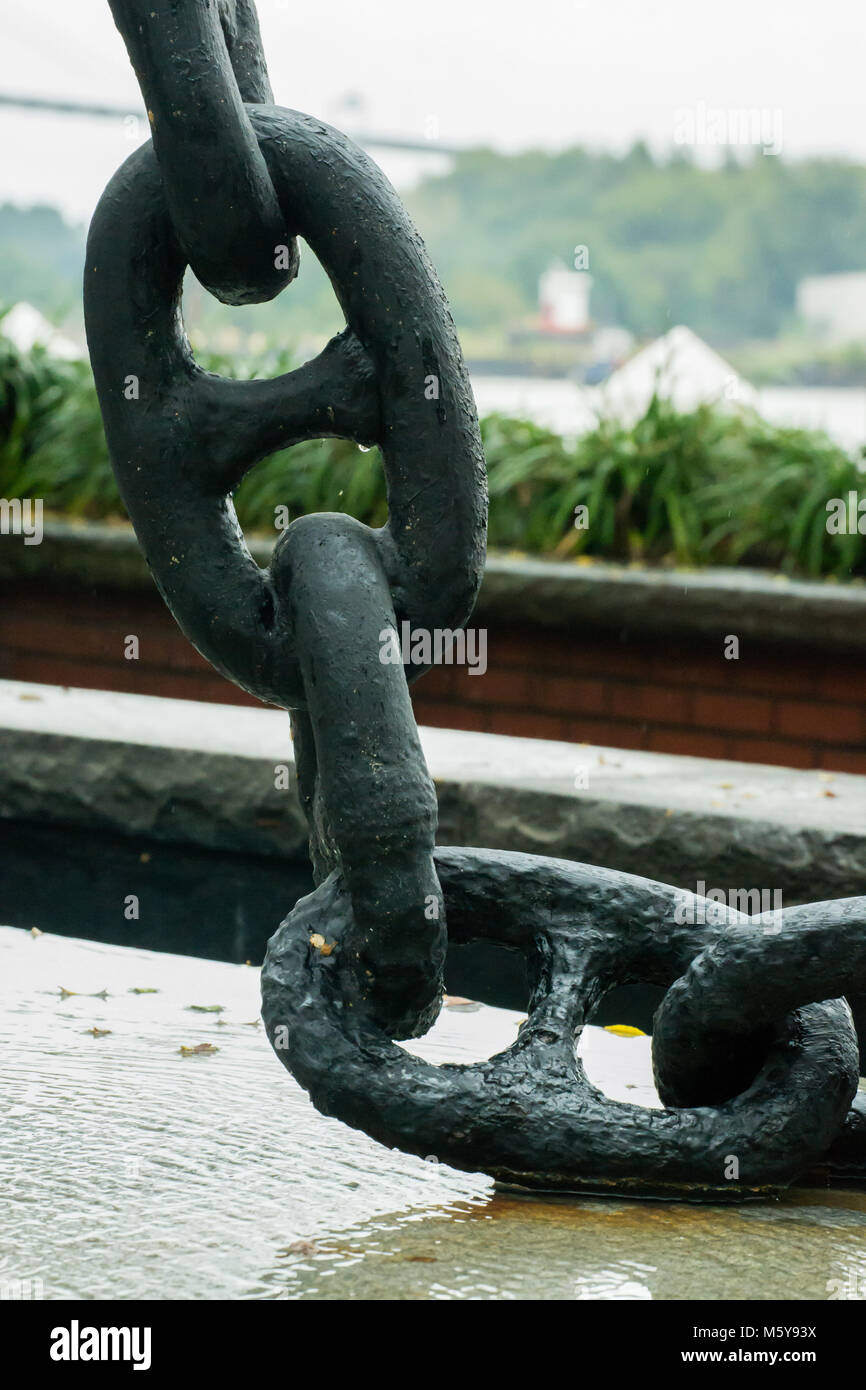 Closeup abstract - chain from boat anchor used in a large ship Stock ...