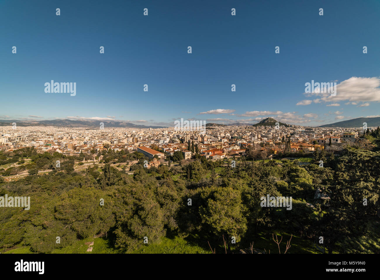 Aerial view of Athens city, from Parthenon Acropolis, Greece Stock ...