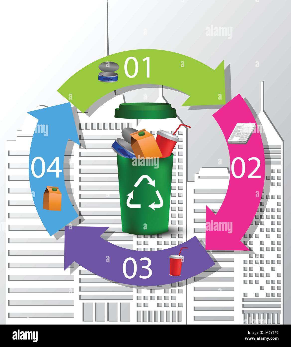 recycling bins illustration Stock Vector Image & Art - Alamy