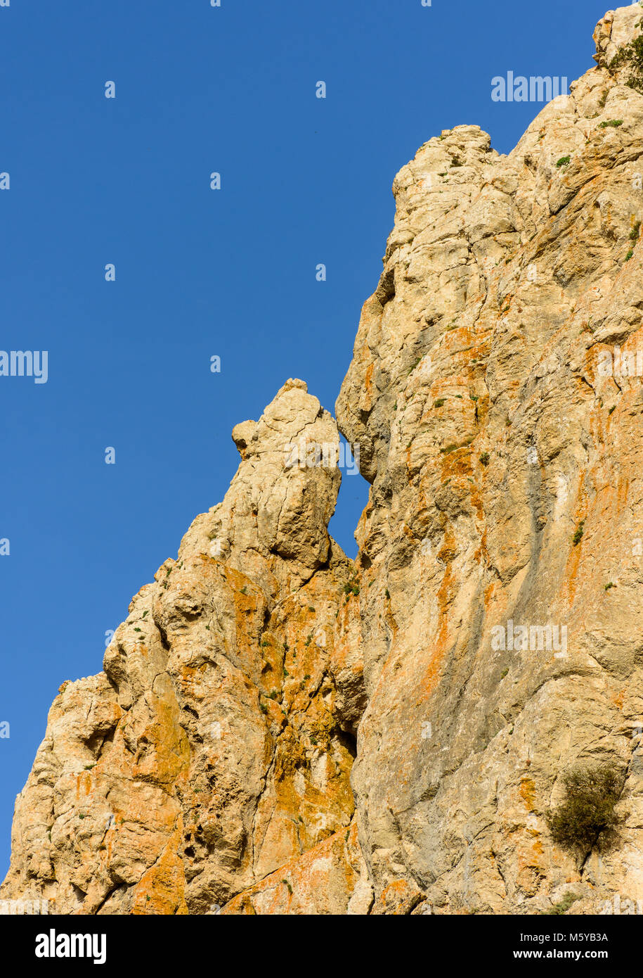 Color outdoor landscape image of a bizarre rock / hill formation on ...