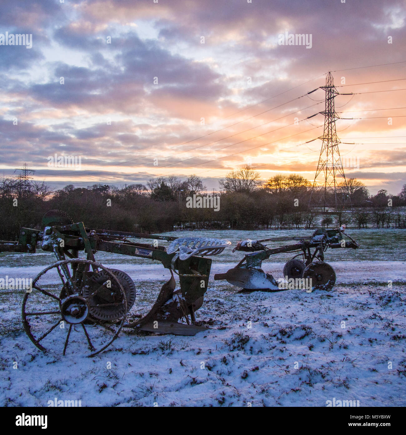 Rural snow scene in Hertfordshire England. Part of the Bhaktivedanta ...