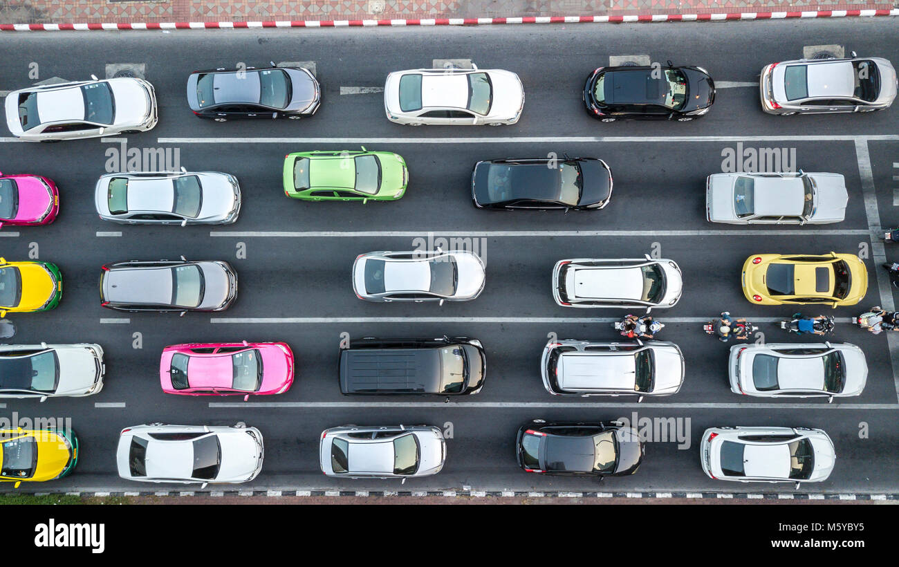 Aerial drone photograph of traffic jam in metropolis city Stock Photo ...