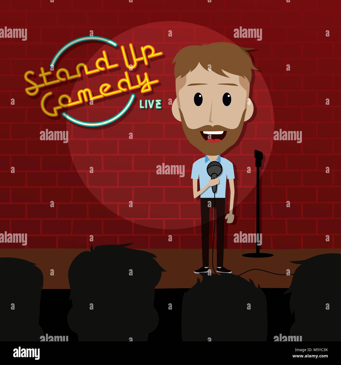 stand up comedy comic guy on stage vector art illustration Stock Vector ...