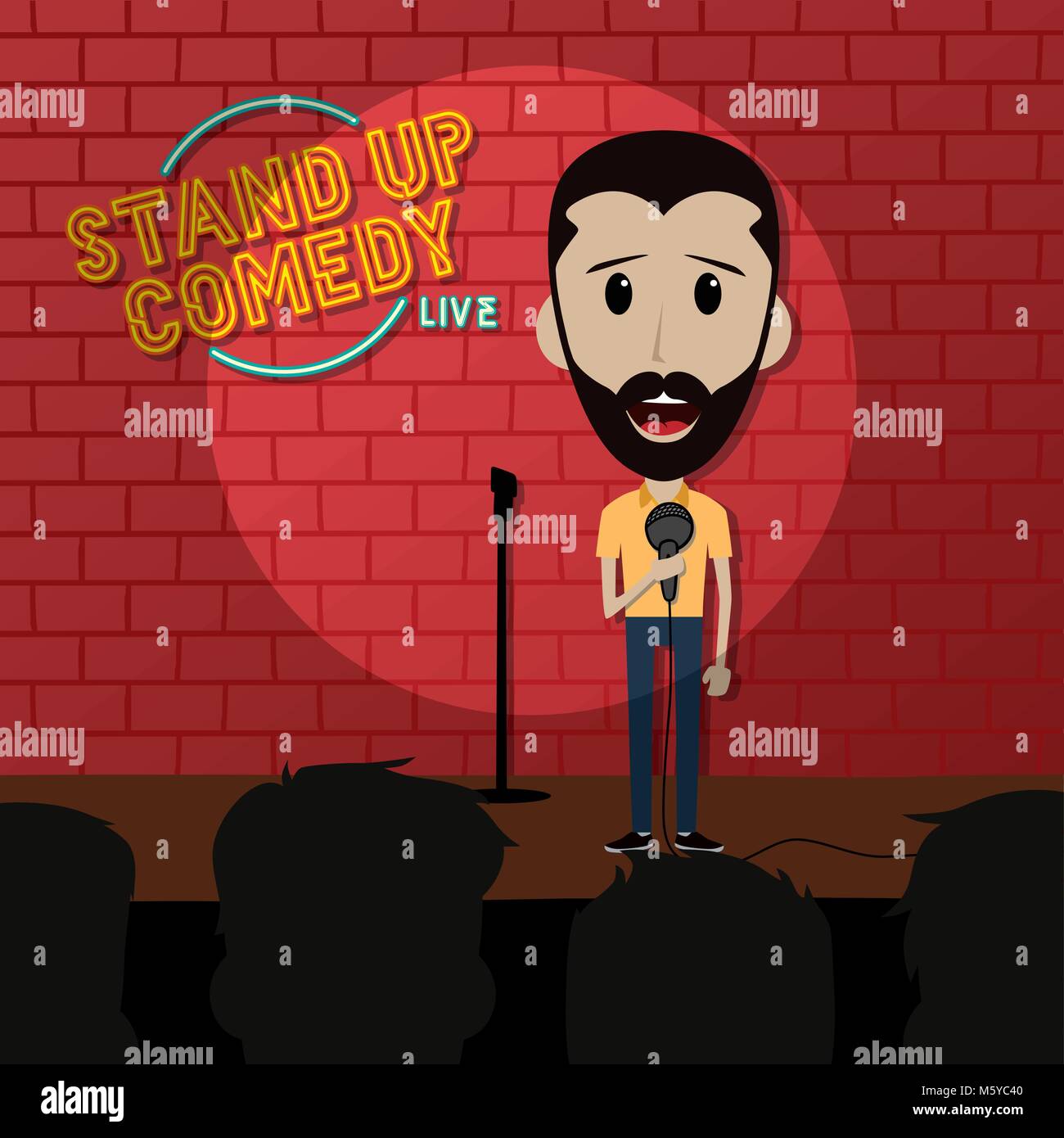 stand up comedy comic guy on stage vector art illustration Stock Vector ...