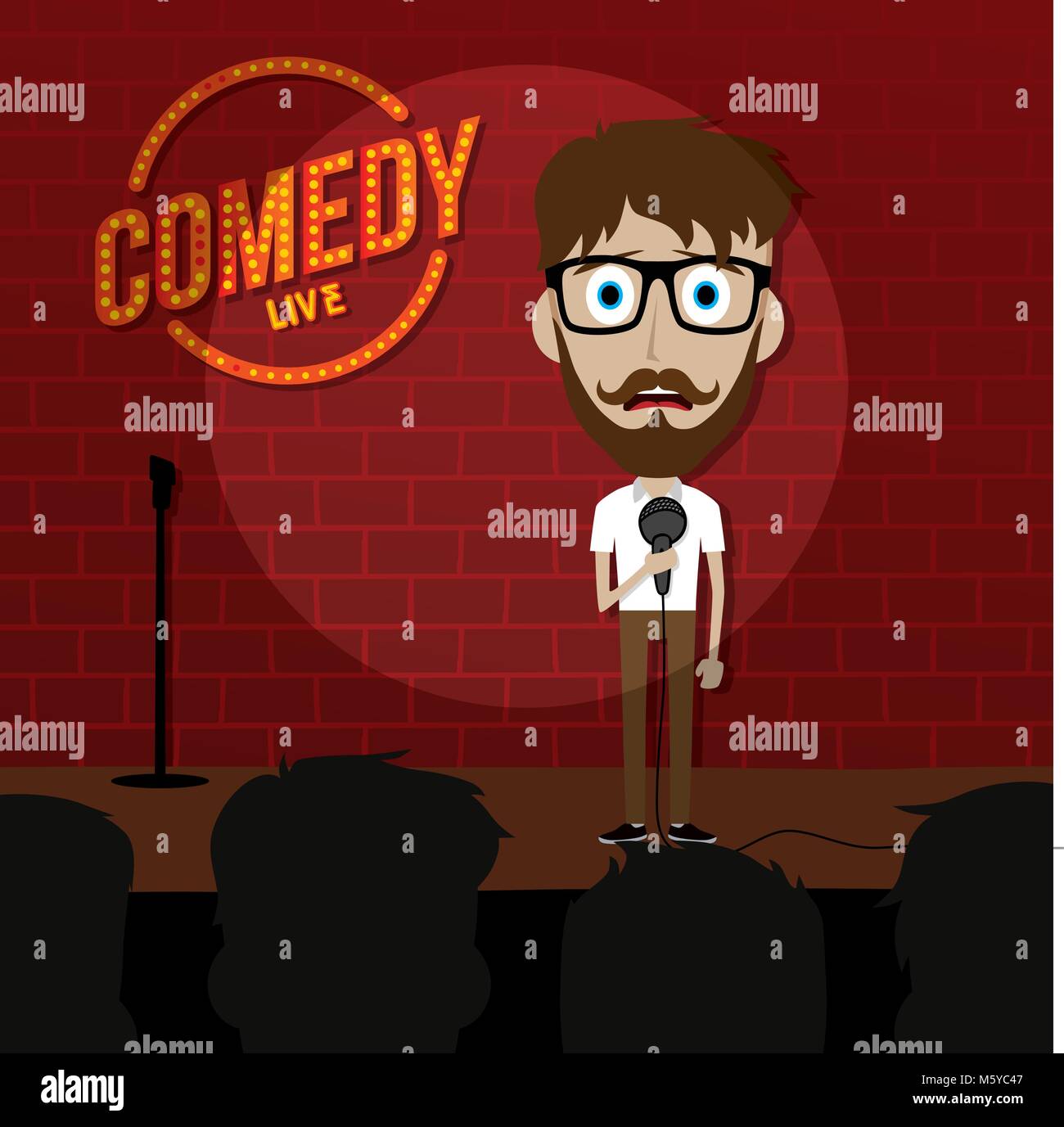 stand up comedy comic guy on stage vector art illustration Stock Vector ...