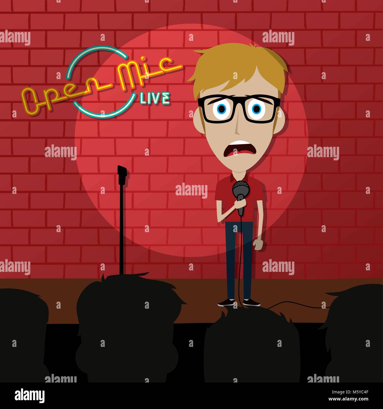 stand up comedy comic guy on stage vector art illustration Stock Vector ...
