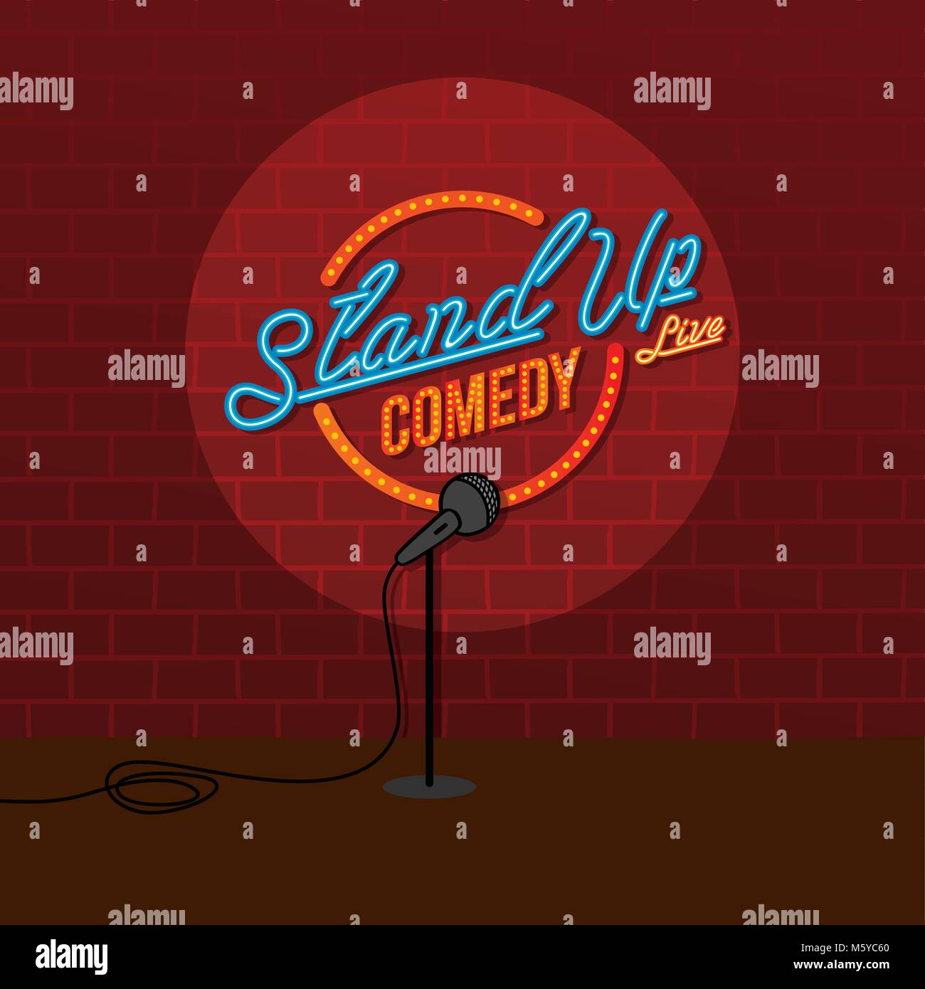 stand up comedy open mic vector art illustration Stock Vector Image ...