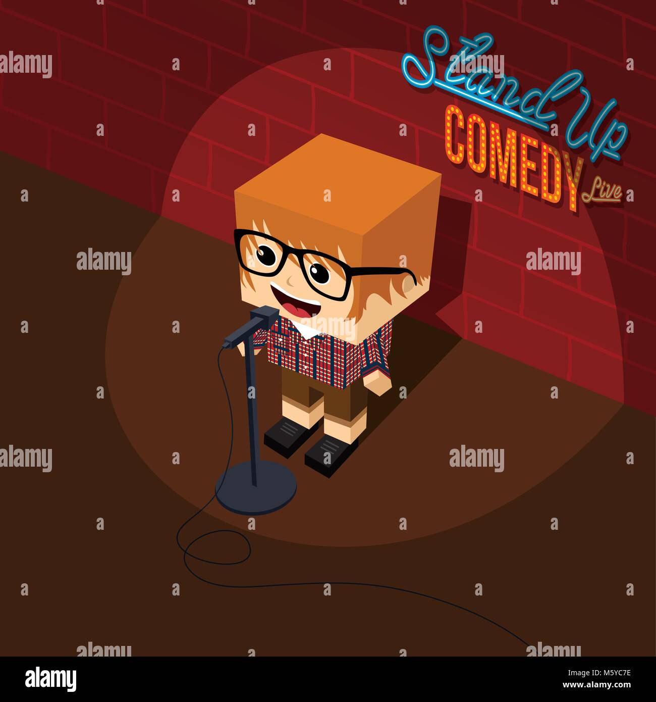 stand up comedy comic guy vector art illustration Stock Vector Image ...