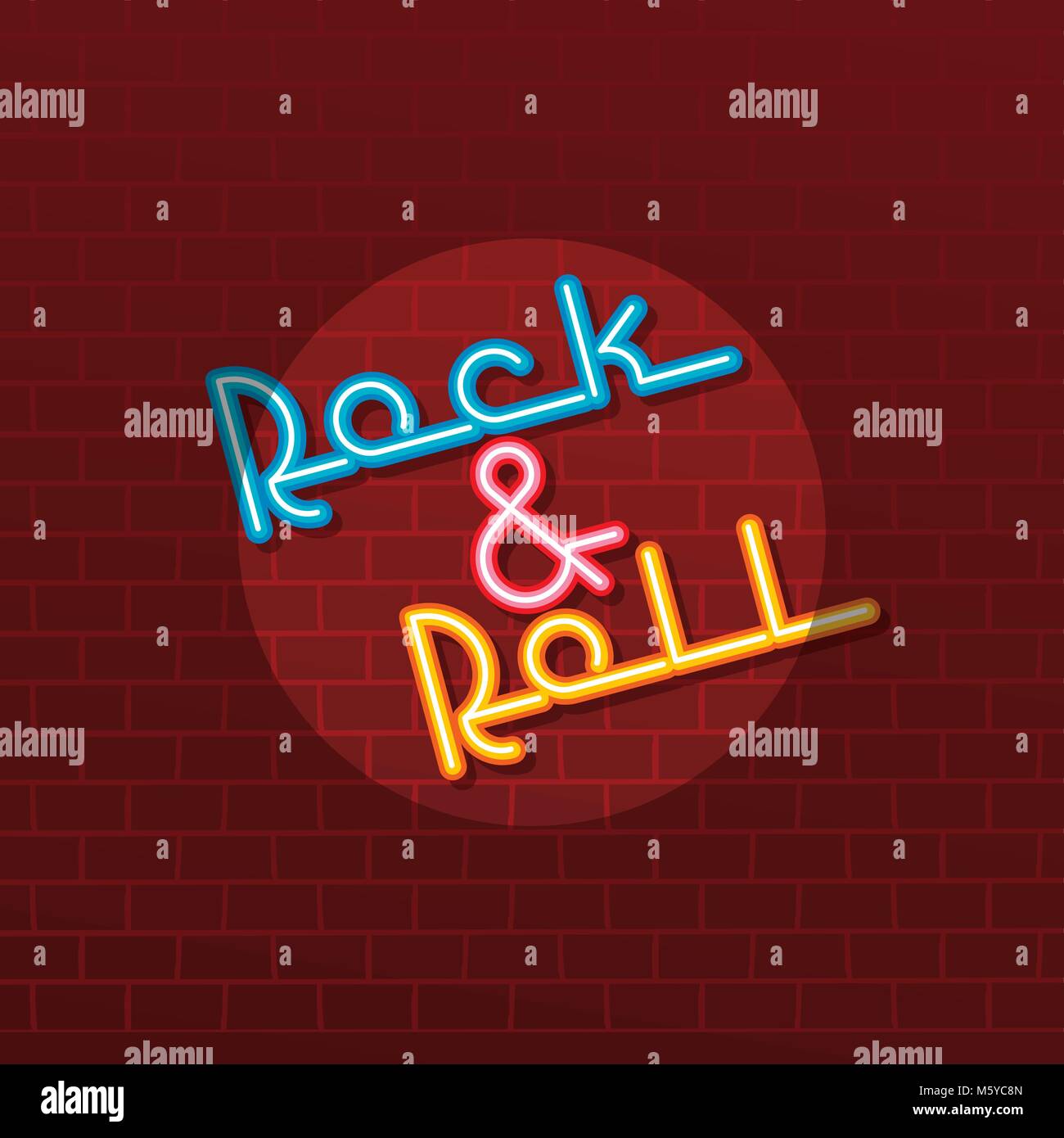 neon sign rock and roll theme vector art illustration Stock Vector ...