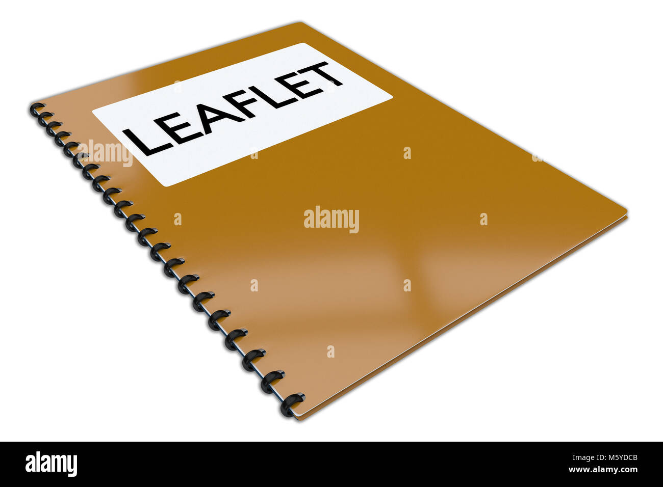 3D illustration of LEAFLET script on a booklet, isolated on white Stock ...