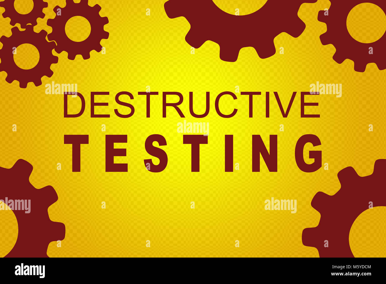 DESTRUCTIVE TESTING sign concept illustration with red gear wheel ...
