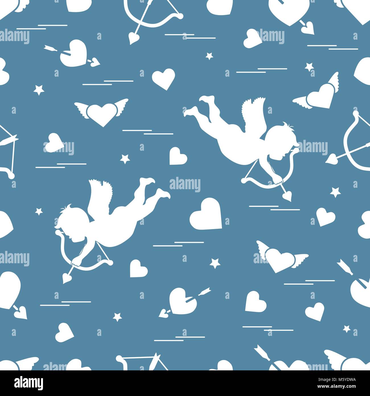 Cute seamless pattern with cupid shoots a bow and hearts. Love symbol ...