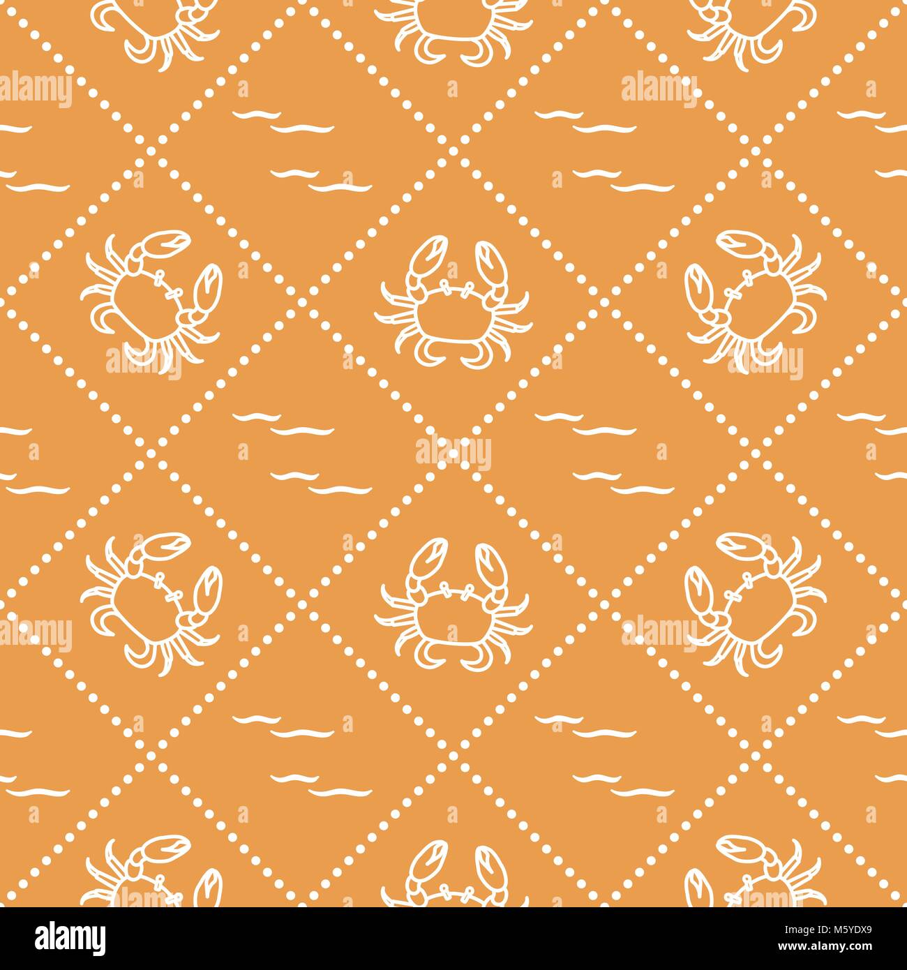 Seamless pattern with crabs and waves. Design for banner and print ...