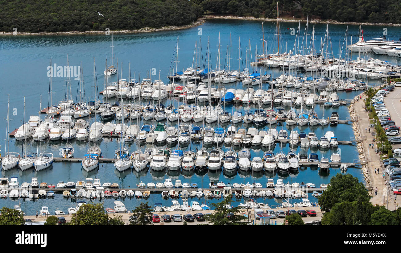 Luxury Yachts and Sailing Boats Docked in Sea Port. Panoramic View of a ...