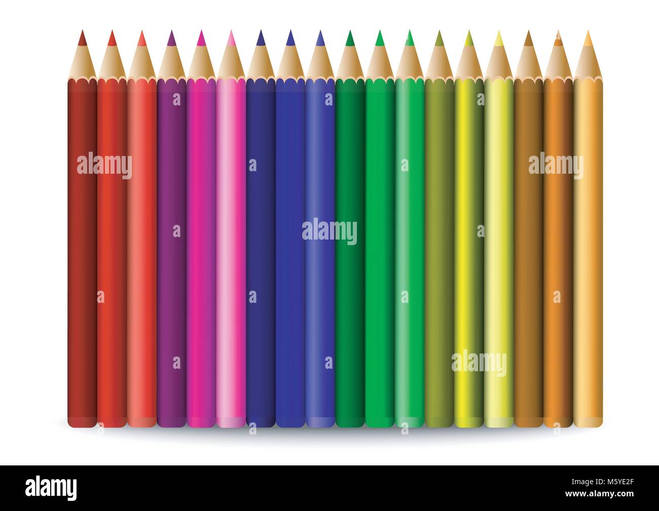 design vector of pencil colors object with 16 optional colored Stock ...