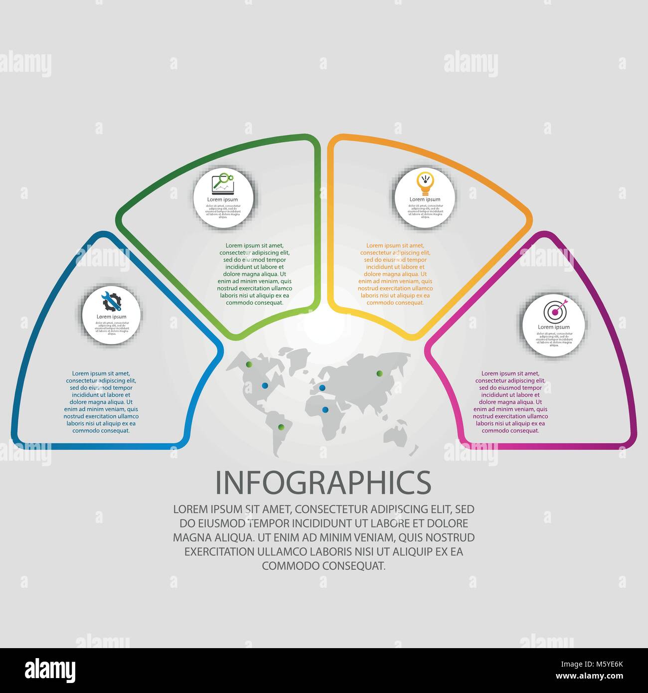 Vector illustration. Infographics in the form of a circle and 4 ...