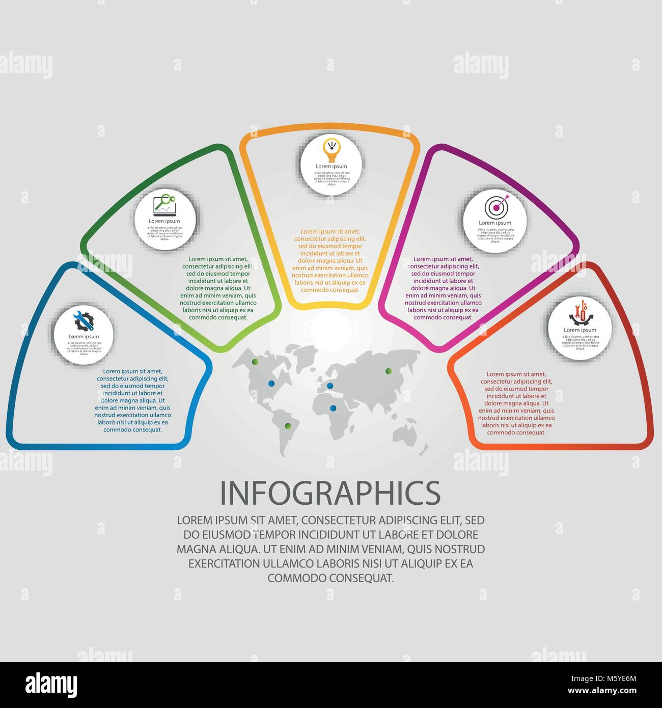 Vector illustration. Infographics in the form of a circle and 5 ...