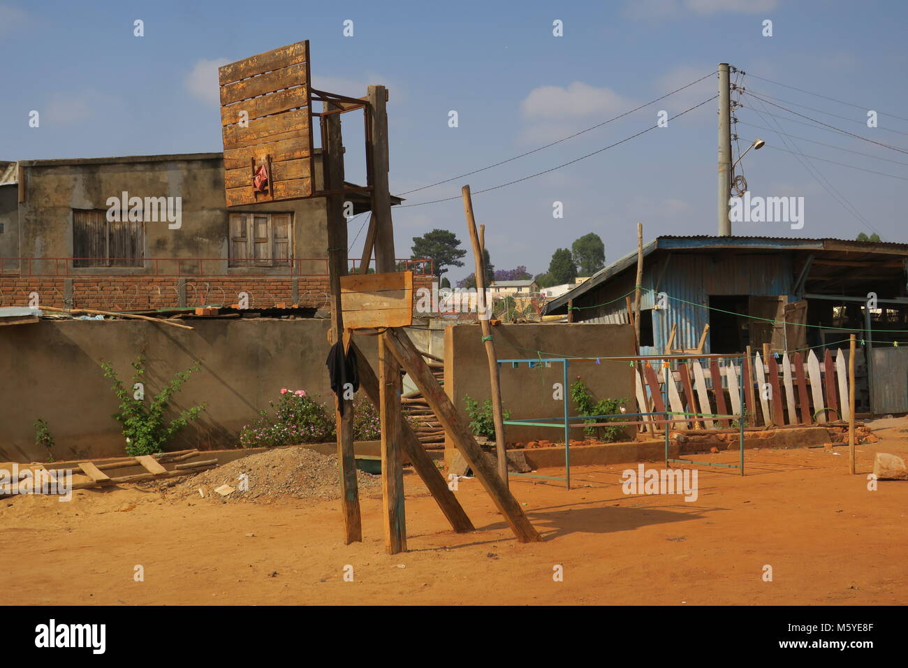 Poverty in Malagasy village. Small simple home on countryside of ...