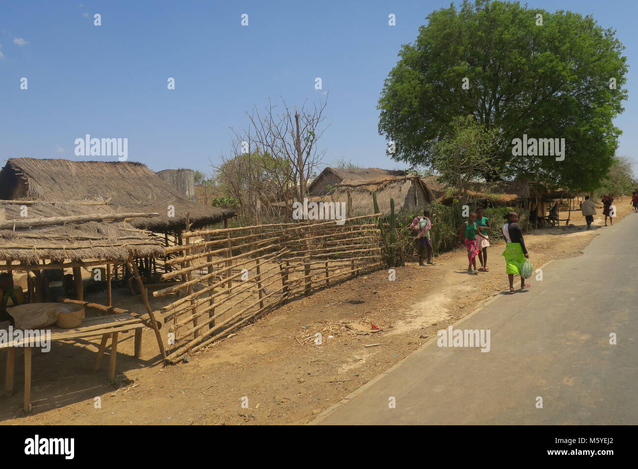 Poverty in Malagasy village. Small simple home on countryside of ...