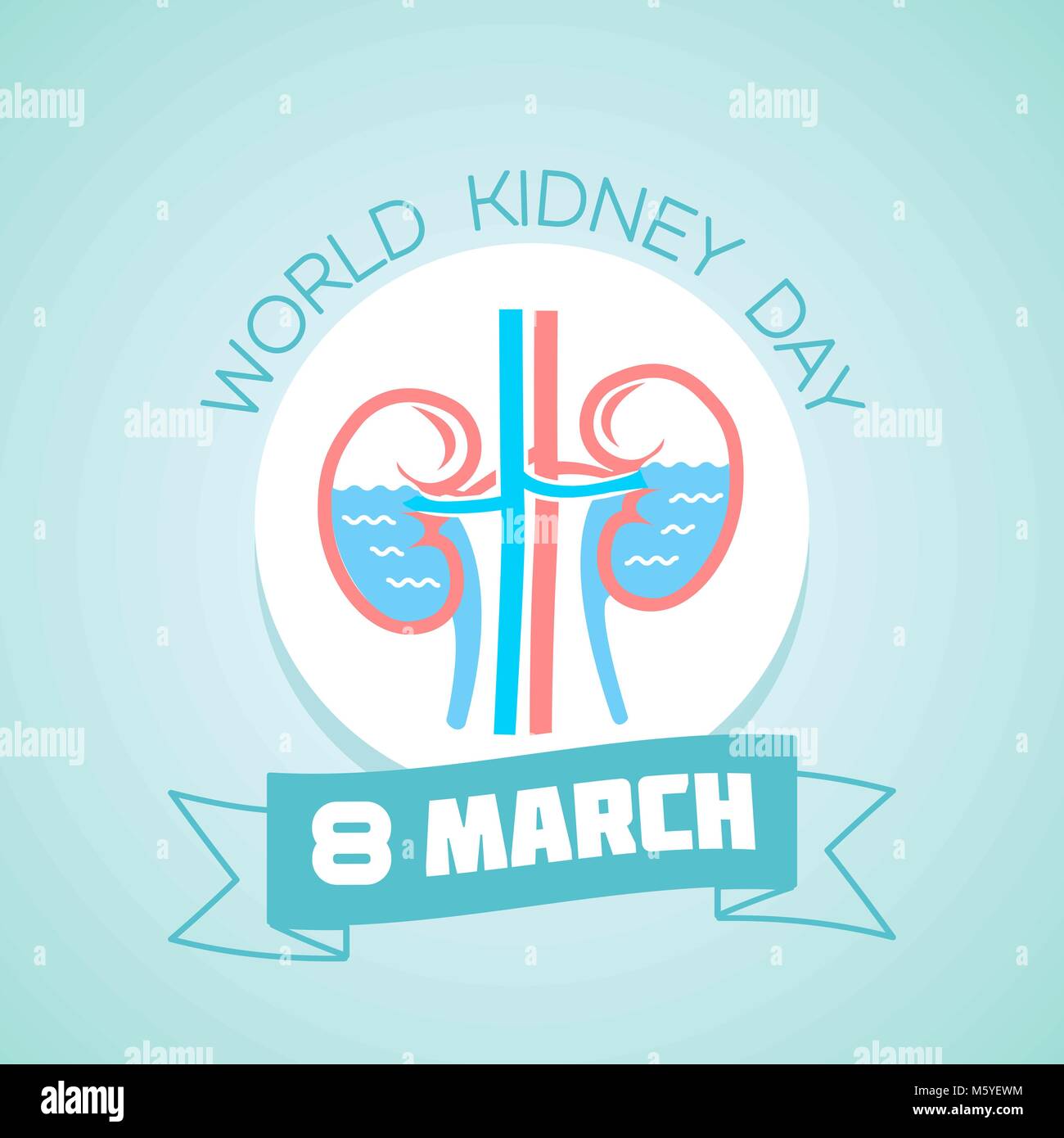 Calendar for each day on march 8. Greeting card. Holiday - world kidney day. Icon in the linear ...