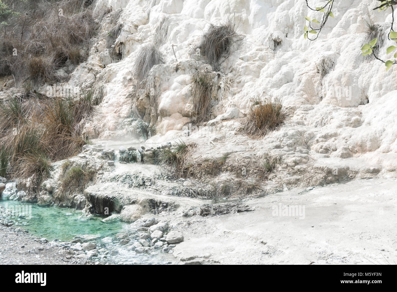 Limestone formations at the hot springs of the Bagni di San Filippo in ...
