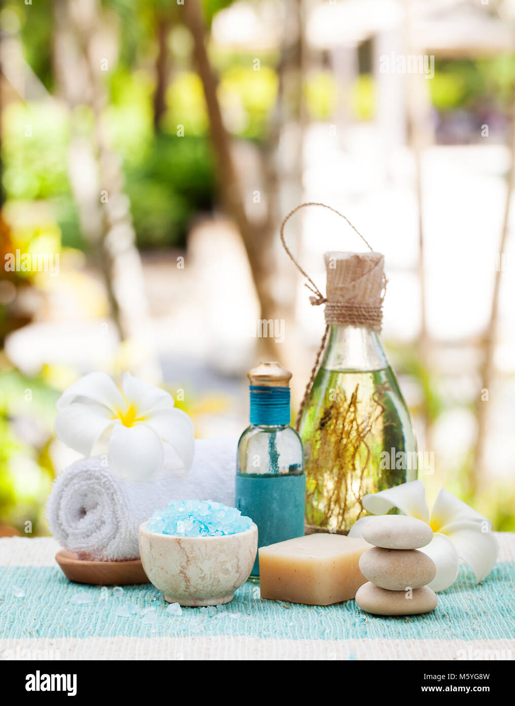 Spa And Wellness Massage Setting Still Life With Essential Oil Salt