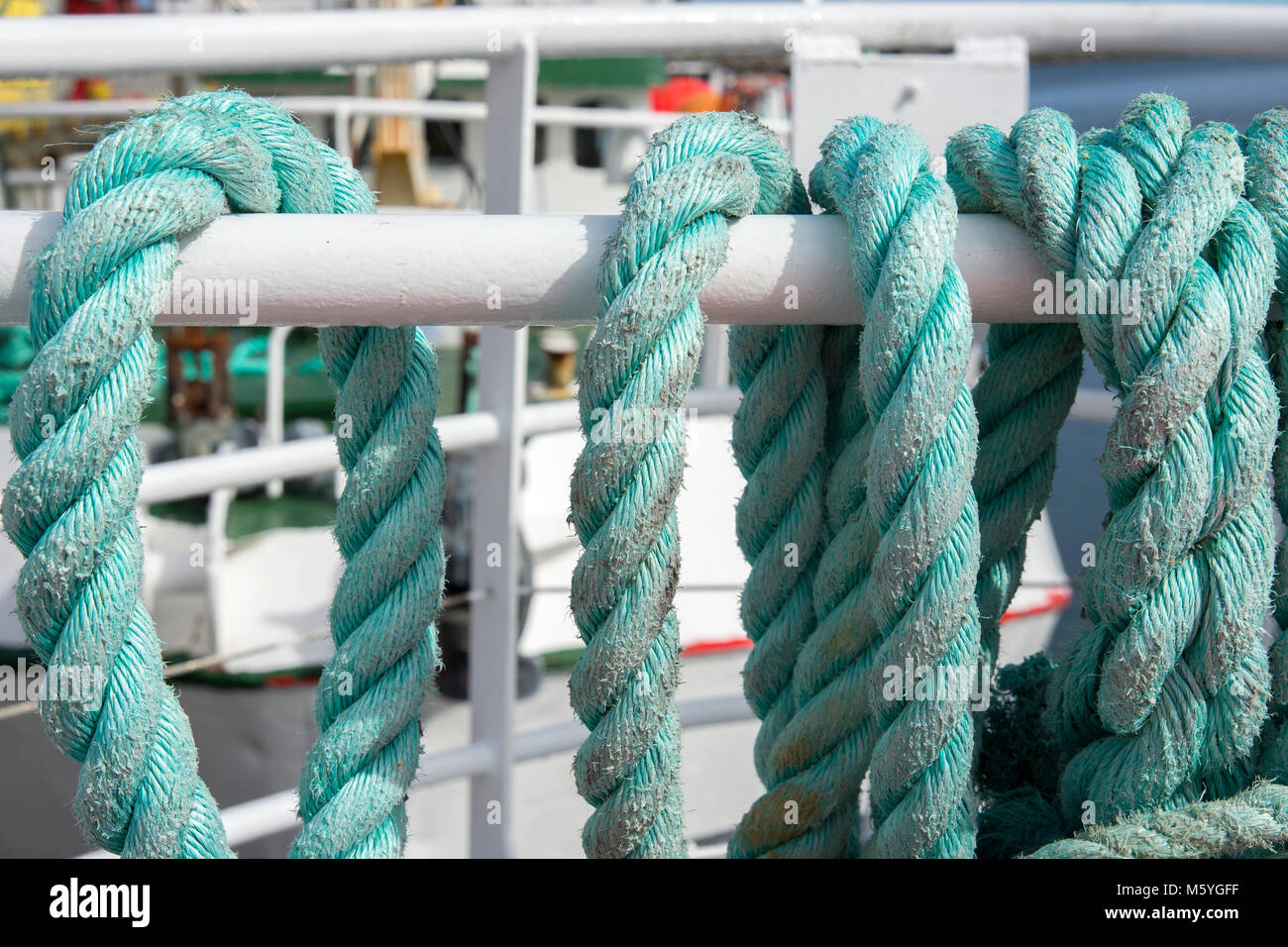 green rope on a boat during whale watching at Andenes at the Lofoten ...