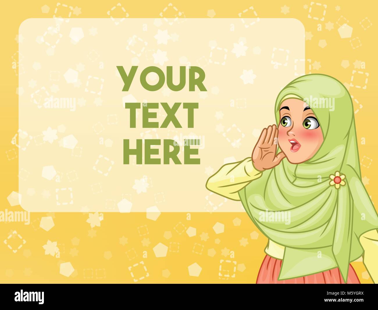 Veiled young muslim woman shout using her hands, cartoon character ...