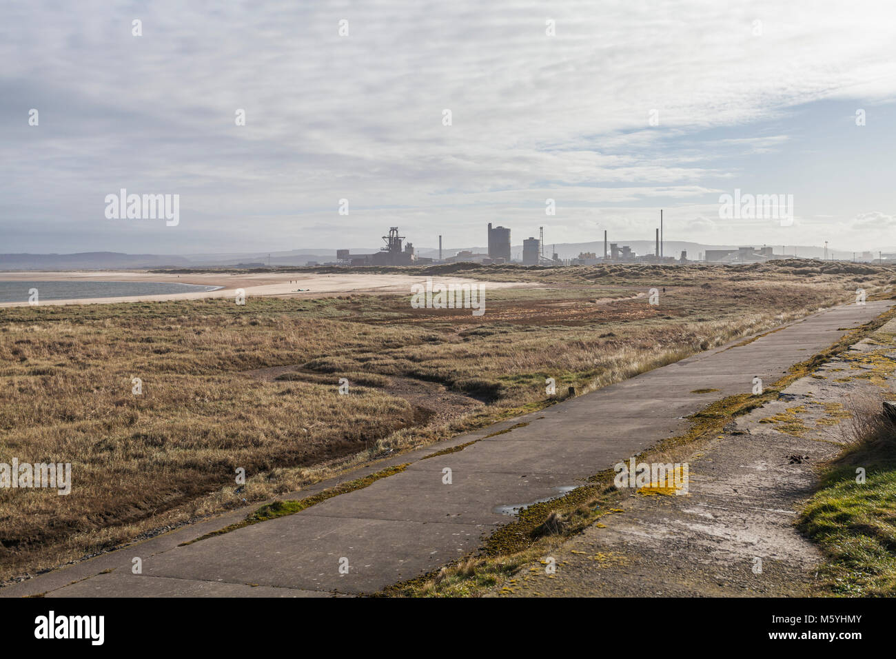 South Gare,Redcar with the former SSI steelworks in the background ...