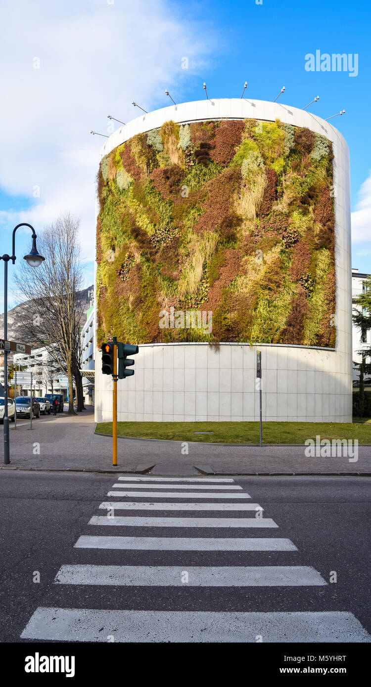 Green building with plants growing on the facade. Ecology and green ...