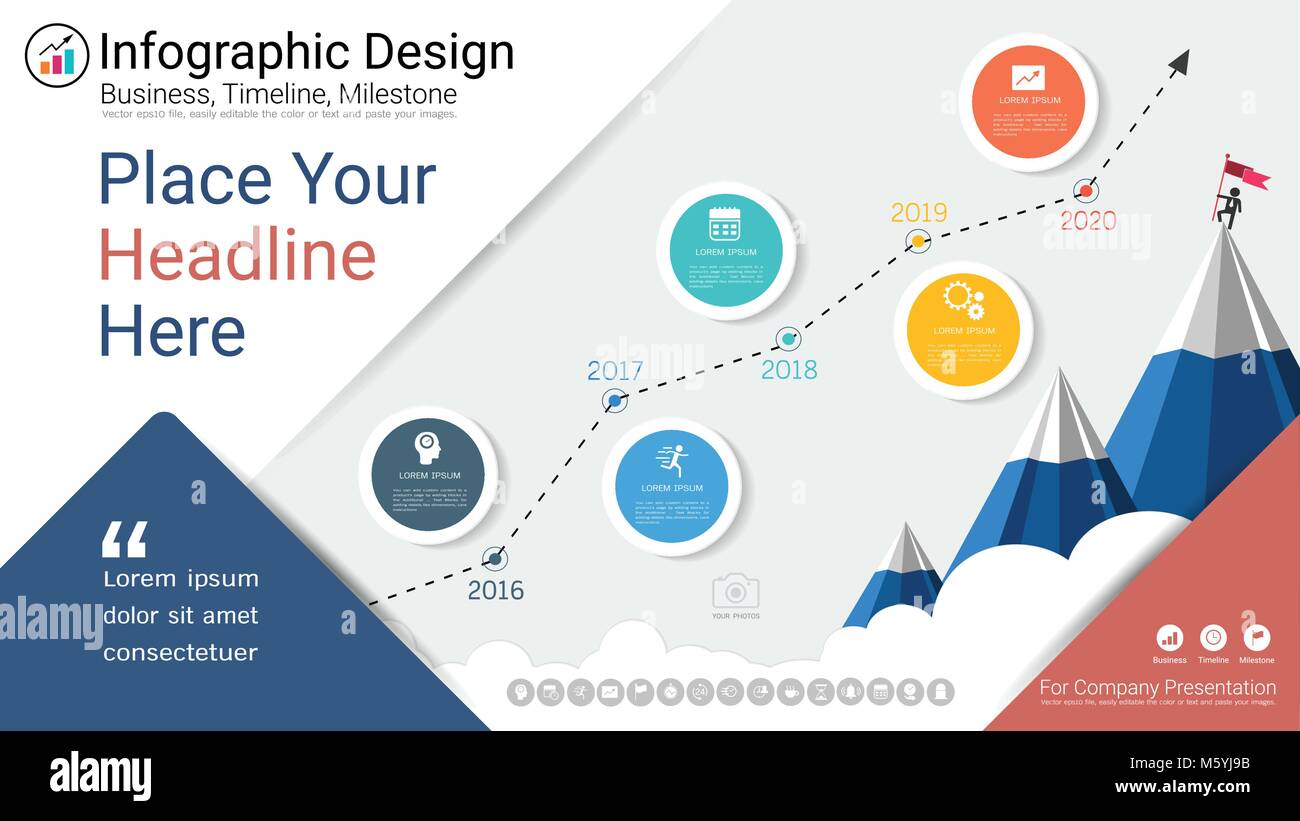 Milestone timeline infographic design, Road map or strategic plan to ...