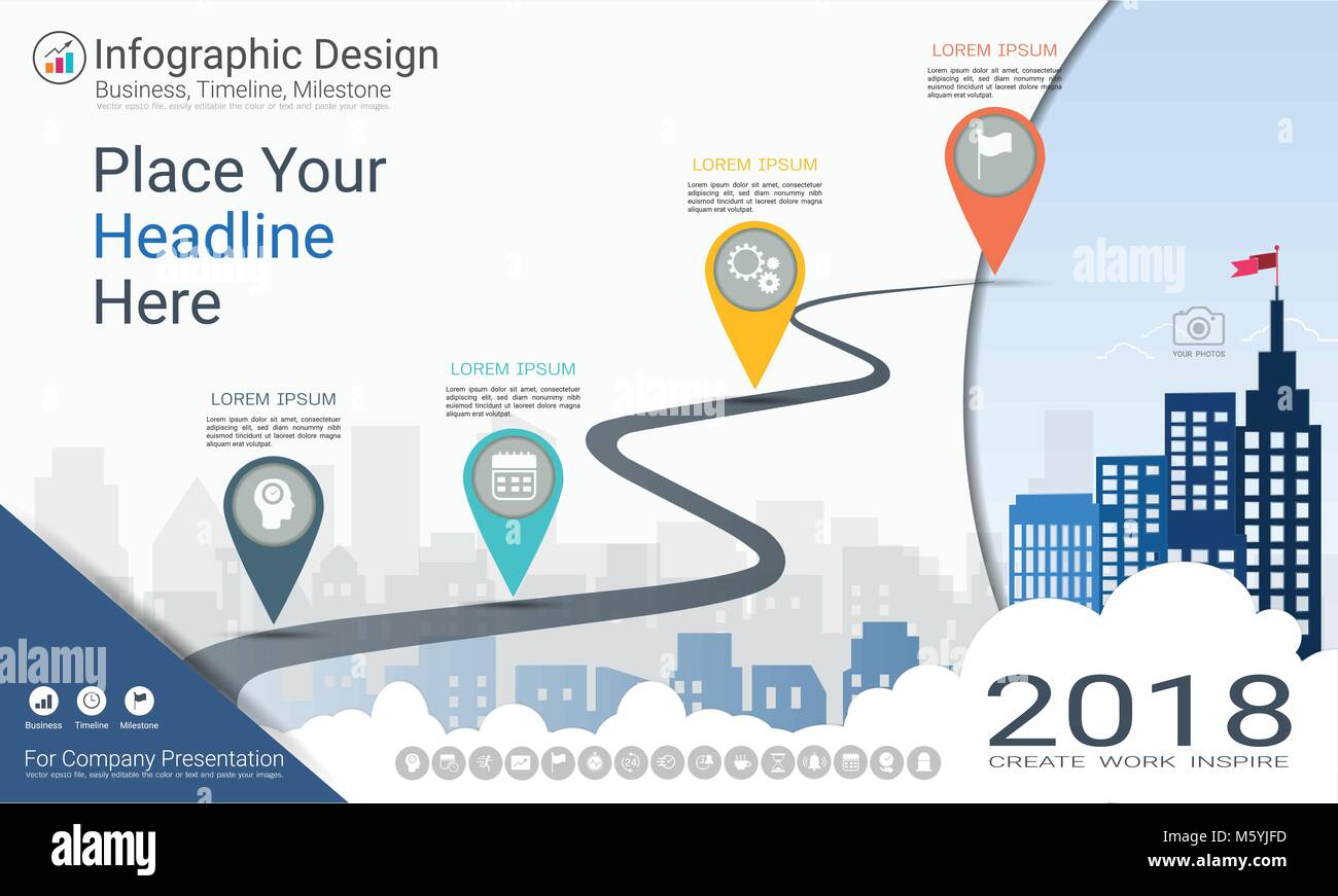 Milestone timeline infographic design, Road map or strategic plan to ...